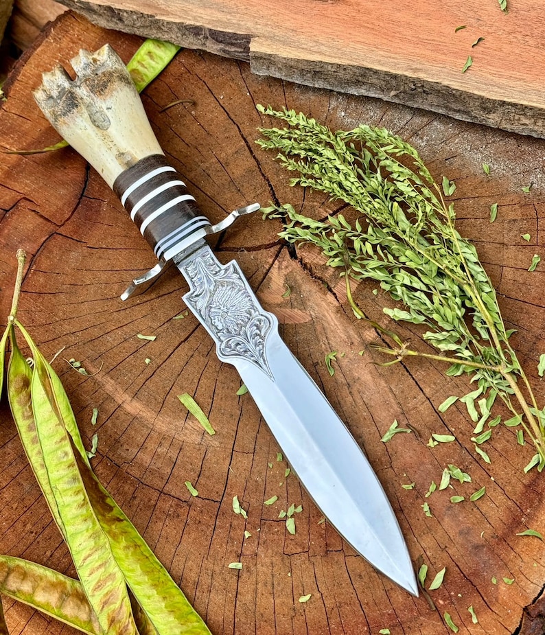 Handmade Stainless Steel Knife, Curve Bowie Knives Bone Hand | Inspire ...