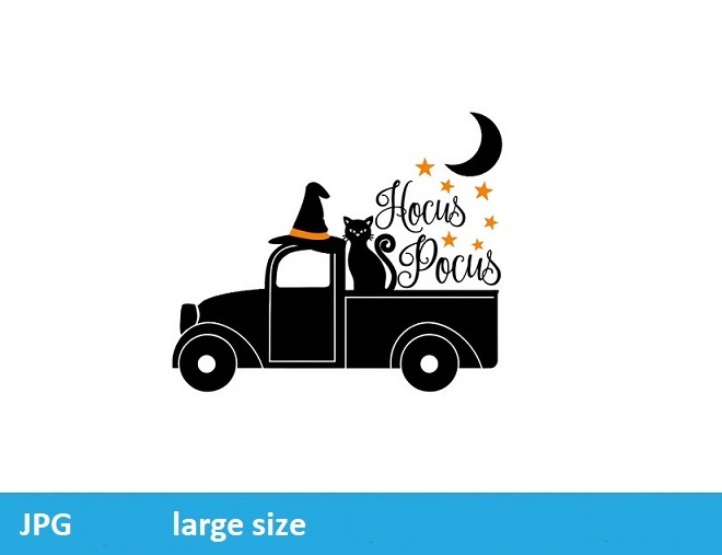 Truck Black Cat Hocus Pocus jpeg image Cartoon Digital File | Inspire ...