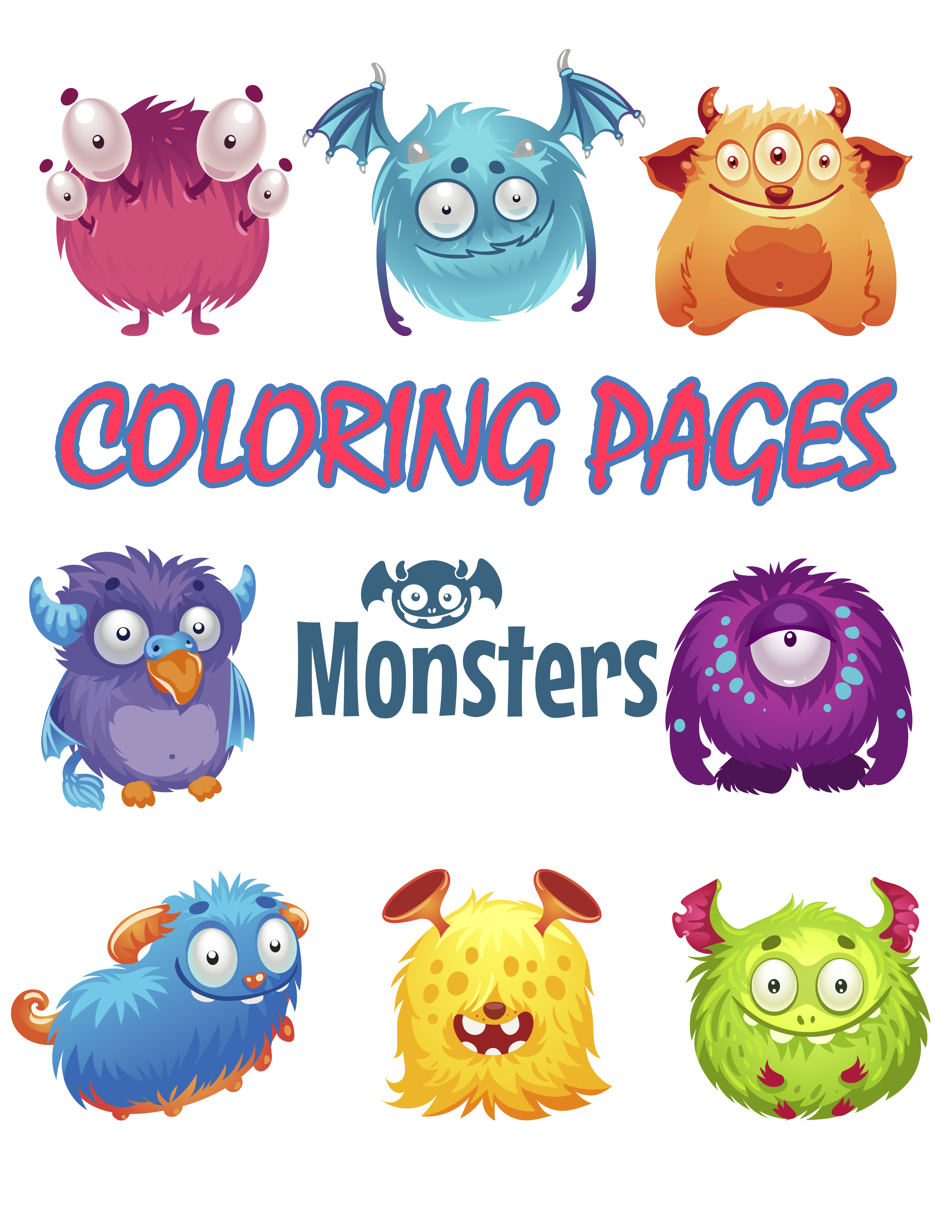 32 pages monster coloring-cartoon coloring for kids -colorin | Inspire ...