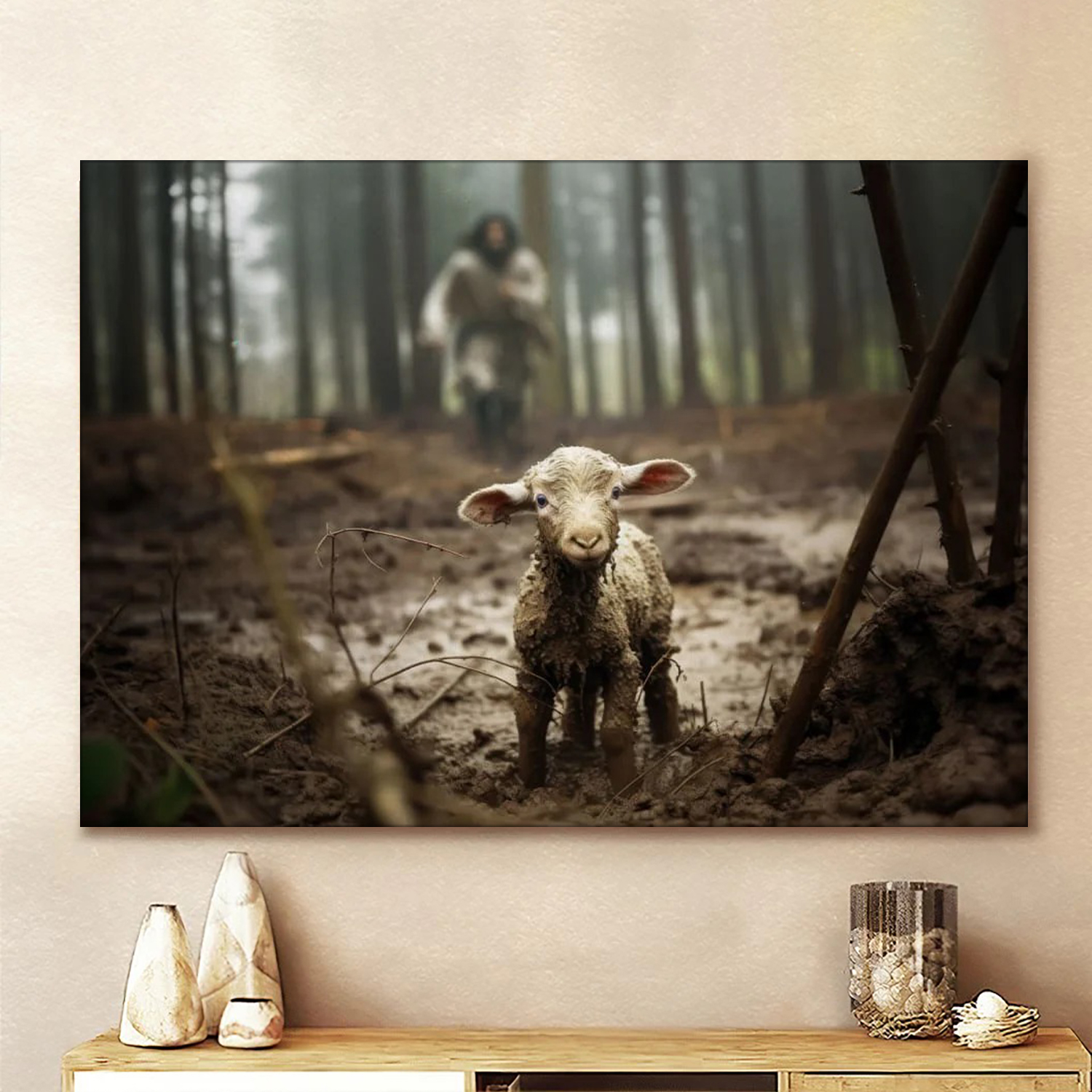 Jesus Running After a Lost Lamb Jesus Lamb Jesus Canvas Jesu | Inspire ...
