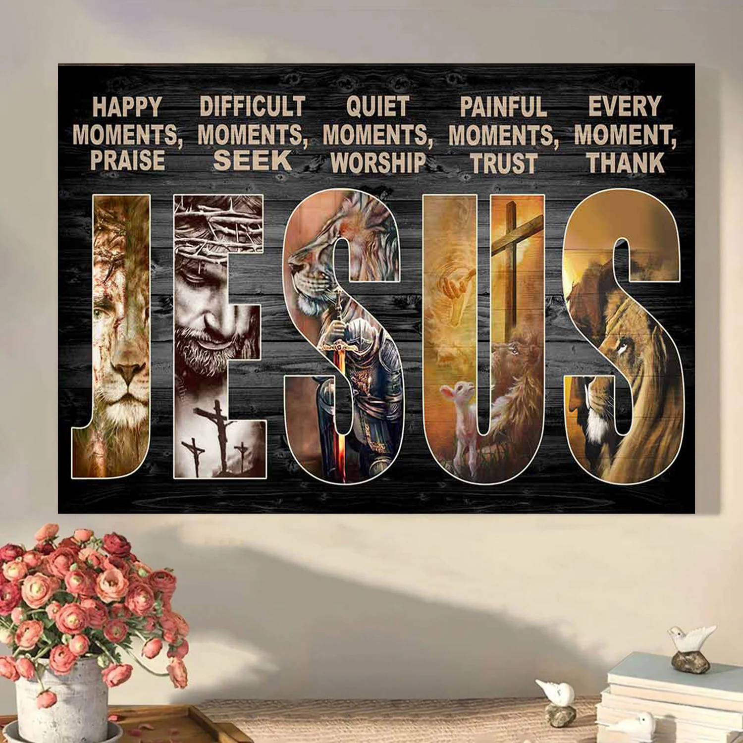 Every Moment Thank Jesus God Canvas Home Decor, Jesus Vintag - Inspire ...