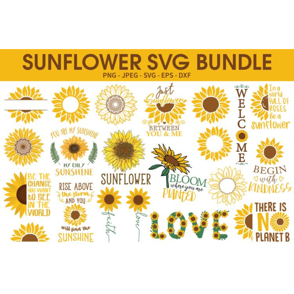 Sunflower SVG Bundle, Sunflower SVG, Flower SVG, Monogram Sv | Inspire ...