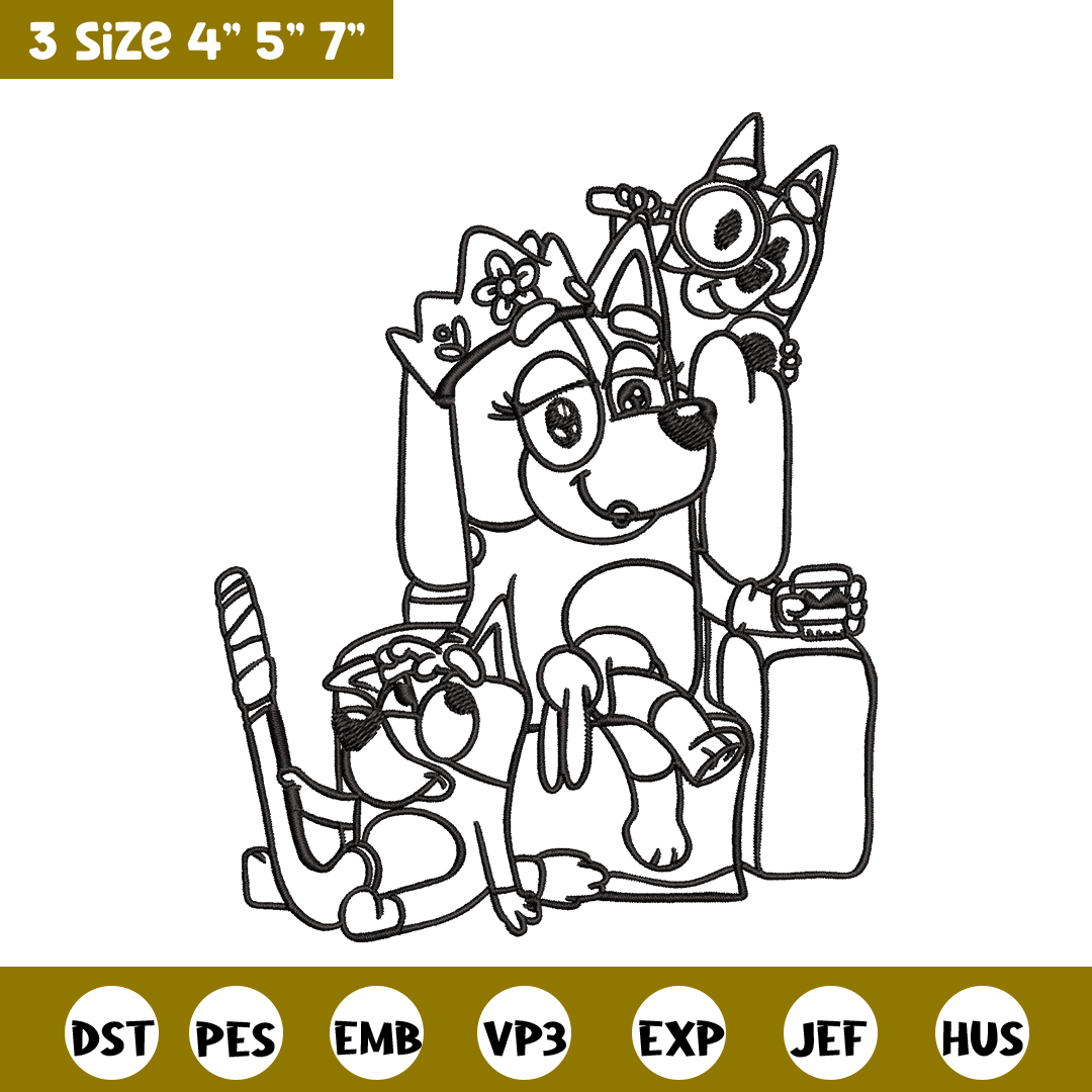 Mum bluey bingo Coloring Pages Embroidery, Bluey Embroidery, - Inspire ...