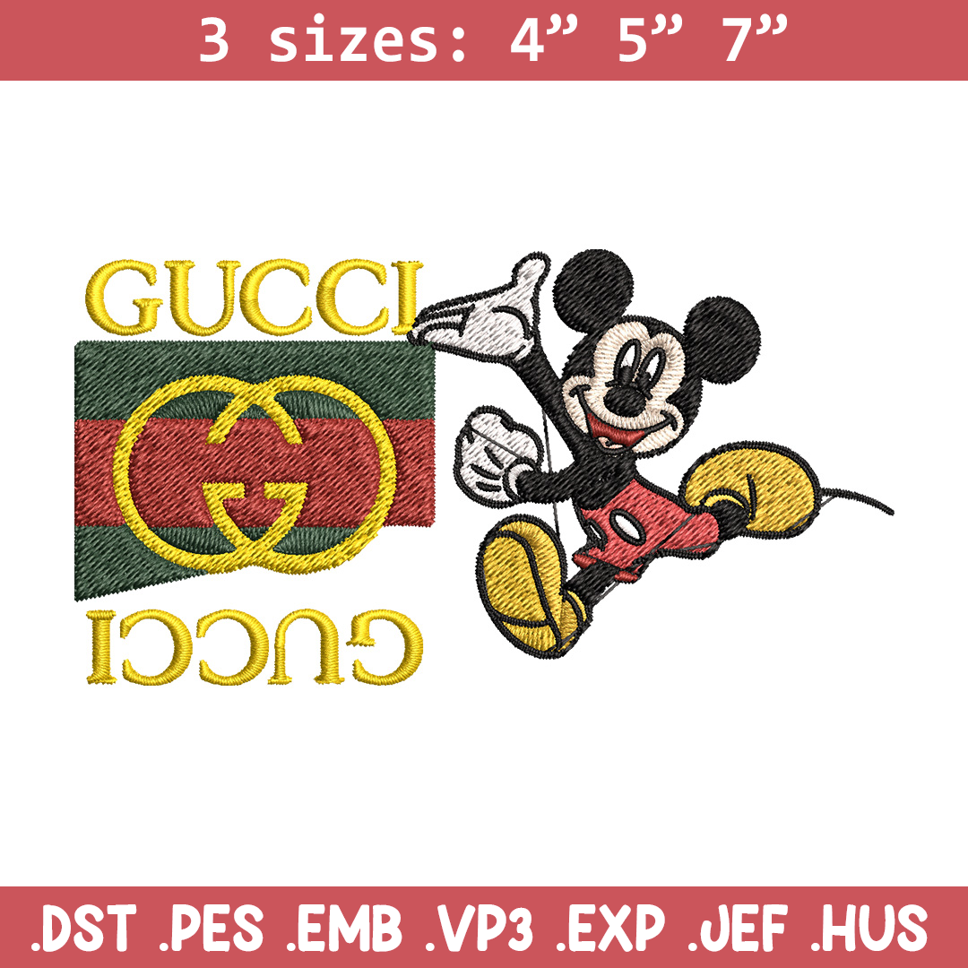 Mickey gucci Embroidery Design, Mickey Embroidery, Embroider - Inspire ...