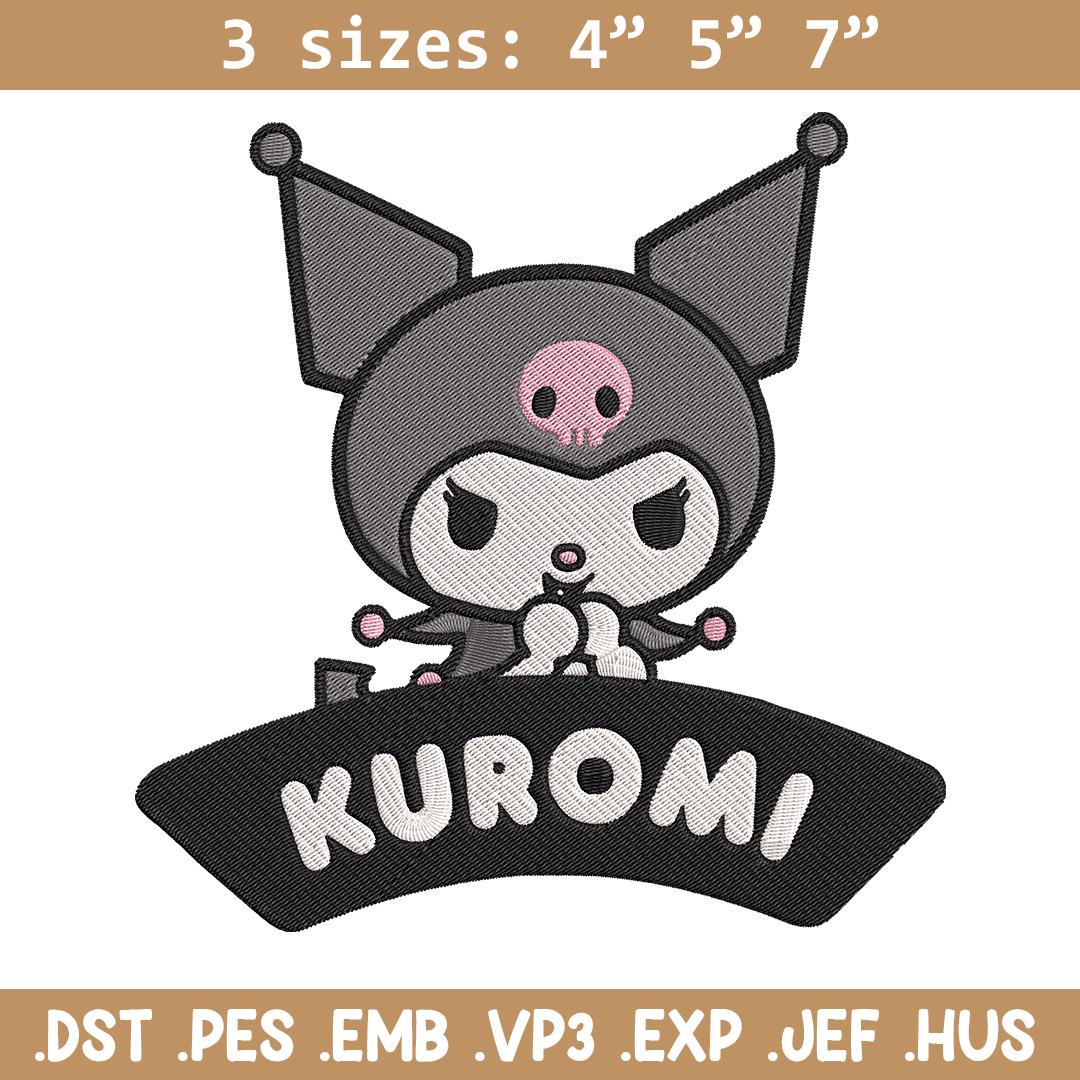 Kuromi logo Embroidery Design, Hello kitty Embroidery, Embro | Inspire ...