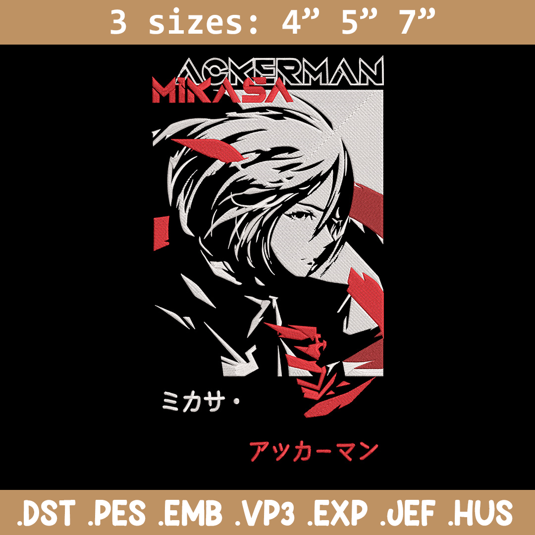 Mikasa ackerman Embroidery Design, Aot Embroidery, Embroider - Inspire Uplift