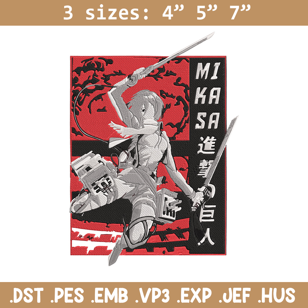 Mikasa Ackerman Embroidery Design, Aot Embroidery, Embroider - Inspire ...