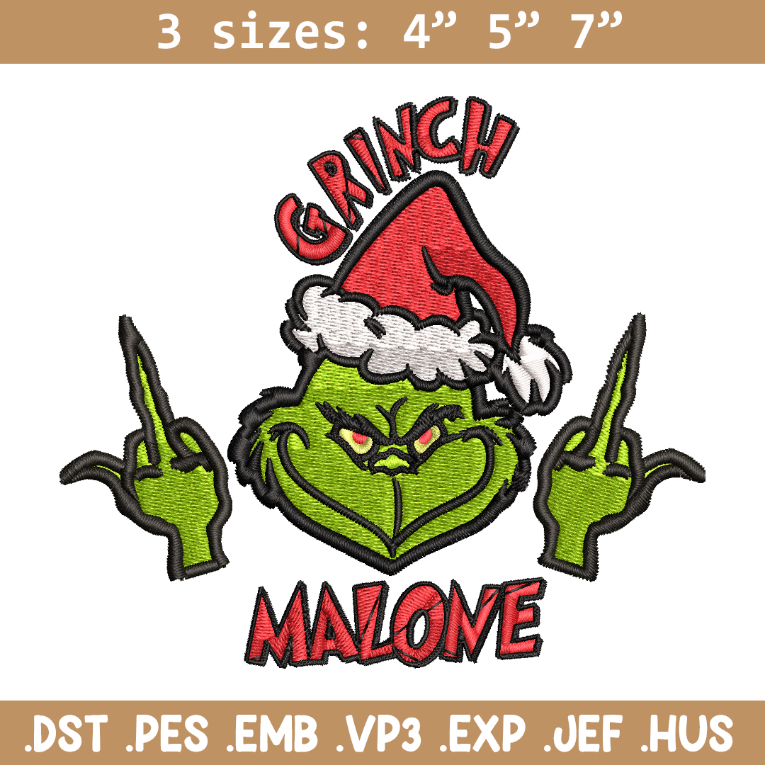 Grinch Middle Finger Embroidery design, Grinch christmas Emb | Inspire ...