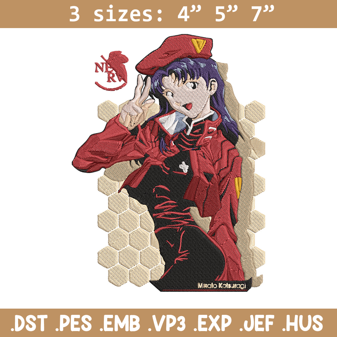Misato Katsuragi Embroidery Design, Evangelion Embroidery, E | Inspire ...