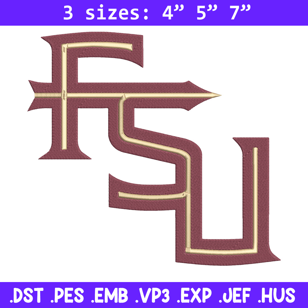 Florida State logo embroidery design, NCAA embroidery,Sport | Inspire ...