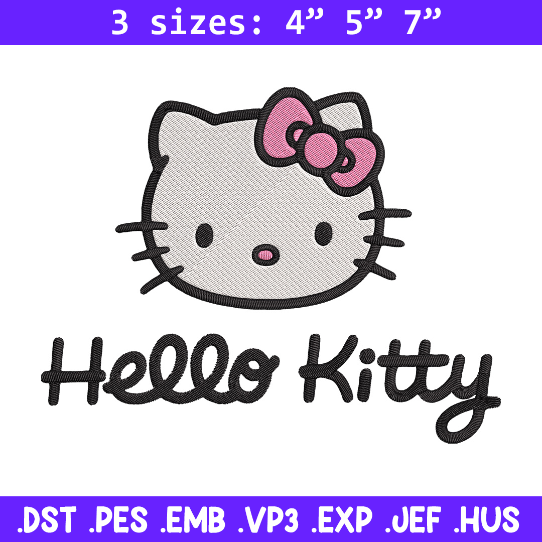 Hello Kitty logo Embroidery Design, Hello kitty Embroidery, | Inspire ...