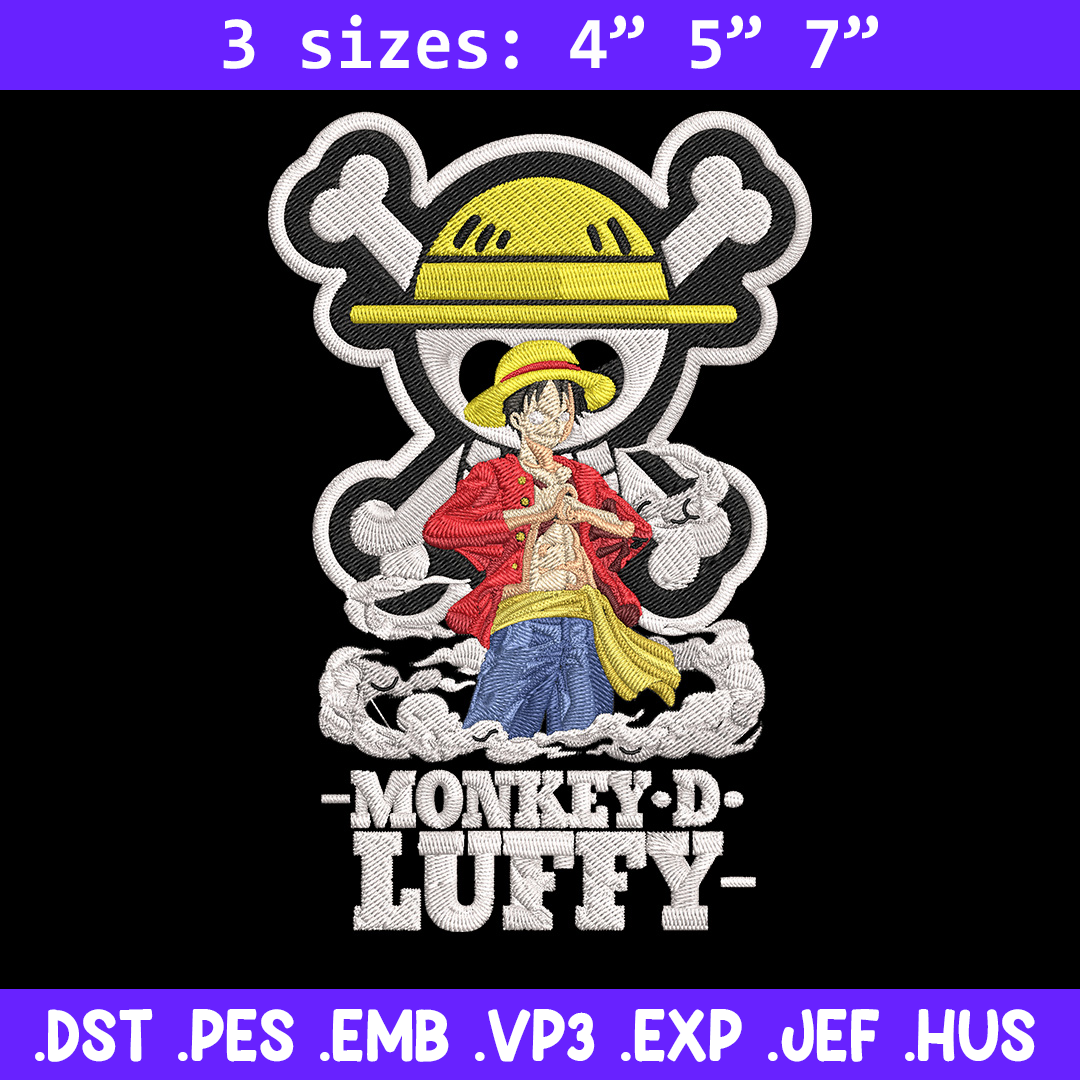 Monkey D Luffy Embroidery Design,One piece Embroidery, Embro - Inspire ...