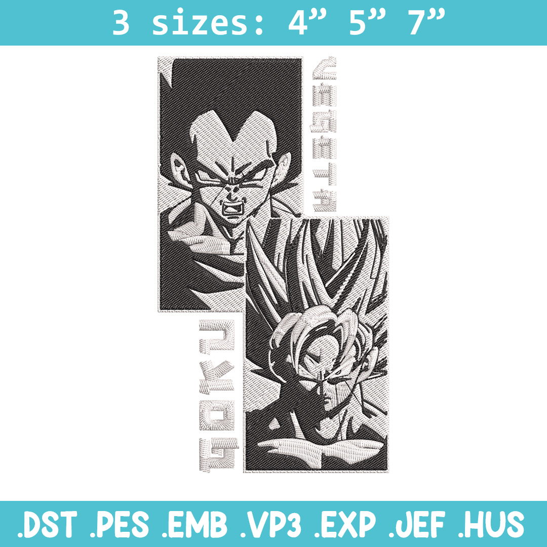 Goku x Vegeta Embroidery Design, Dragonball Embroidery, Embr - Inspire ...