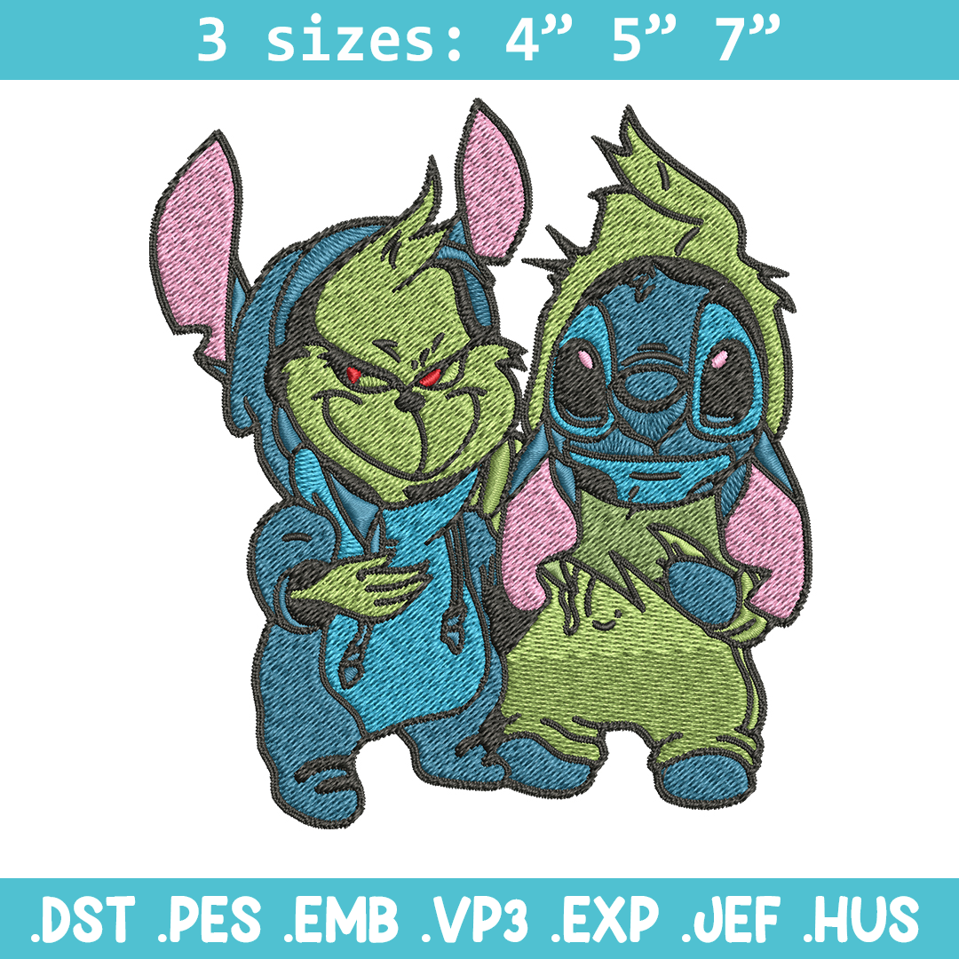 Grinch and Stitch Embroidery design, Grinch and Stitch Embro | Inspire ...
