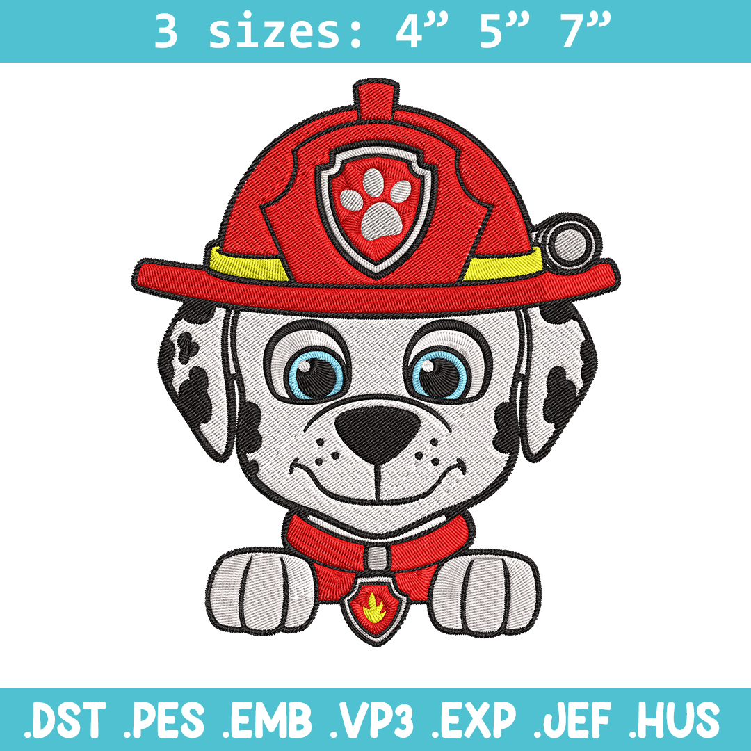 Marshall dog Embroidery Design, Paw patrol Embroidery, Embro | Inspire ...