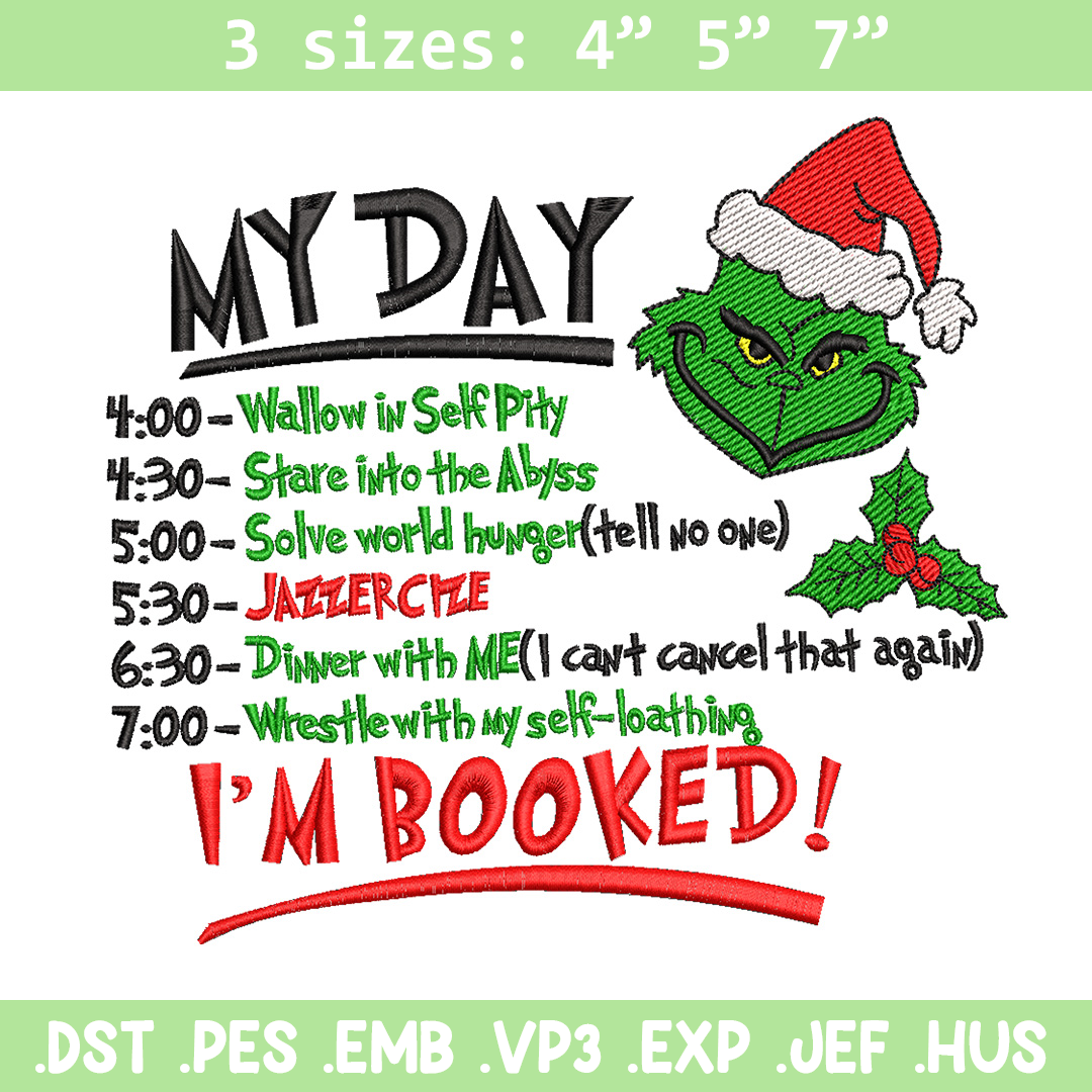 Grinch my day embroidery design, Grinch embroidery, Chrismas - Inspire ...