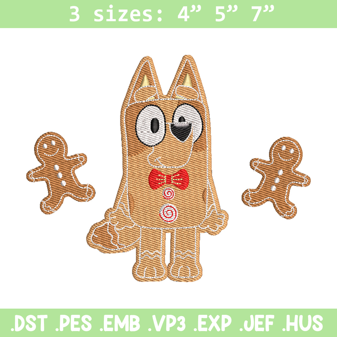 Gingerbread Bluey embroidery design, Bluey embroidery, Chris | Inspire ...
