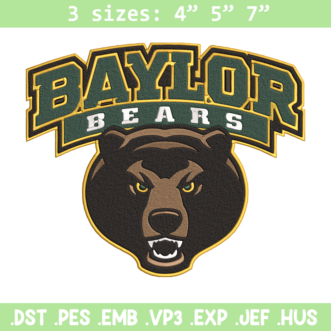 Baylor Bears logo embroidery design,NCAA embroidery,Sport em | Inspire ...