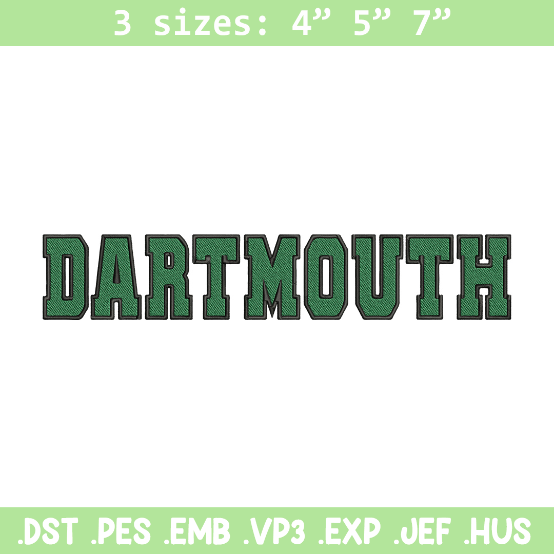 Dartmouth Big Green logo embroidery design, Sport embroidery - Inspire ...