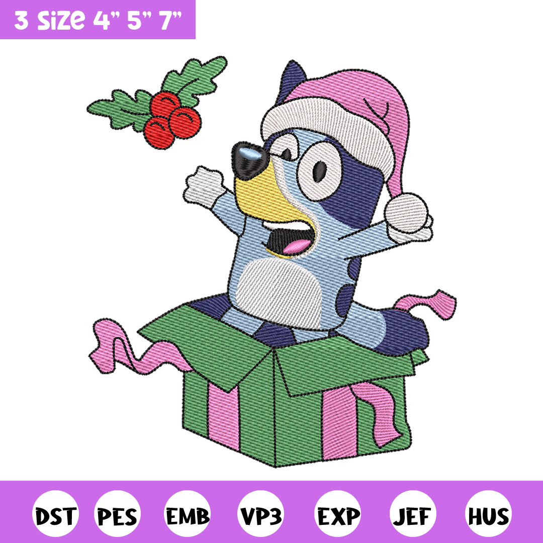Bluey merry embroidery design, Bluey embroidery, Chrismas de - Inspire ...