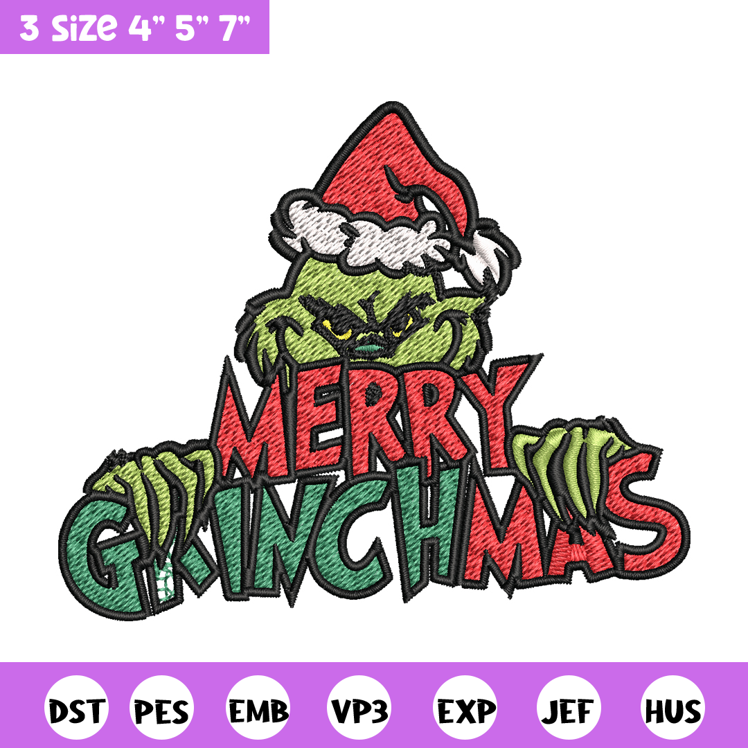 Merry christmas Grinch Embroidery design, Grinch christmas E | Inspire ...