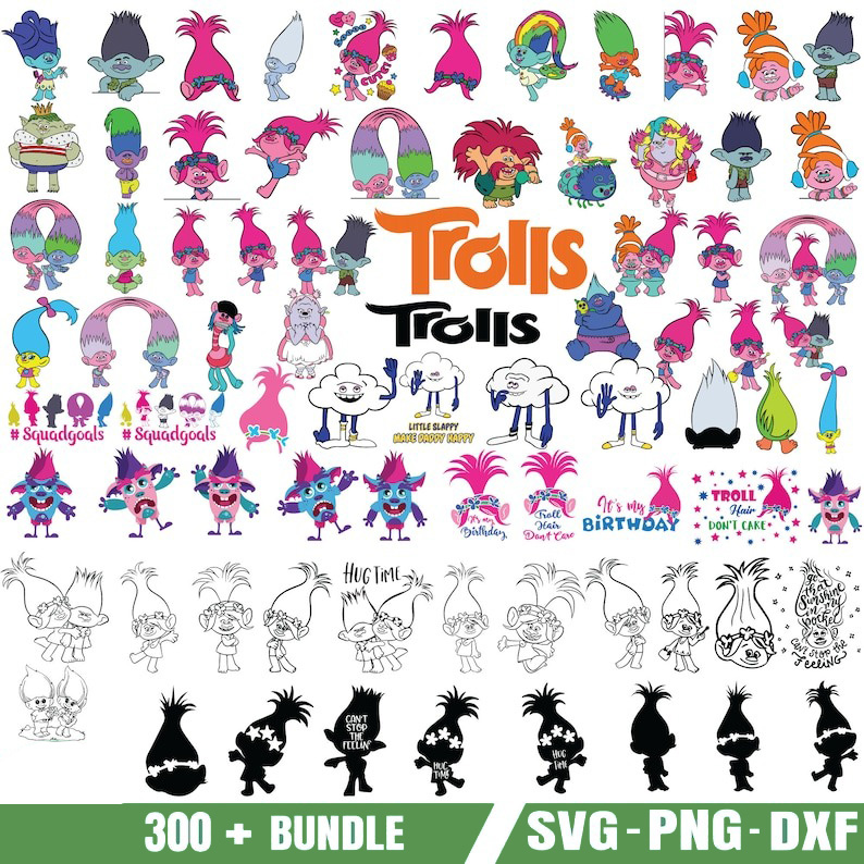 Trolls Svg bundle- PNG-SVG-DXF | Inspire Uplift