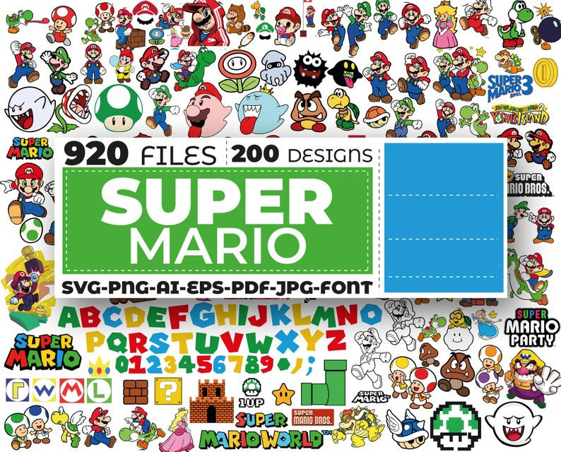 Super Mario Bundle Svg, Mario Family Svg, Mario Svg Cut File - Inspire ...