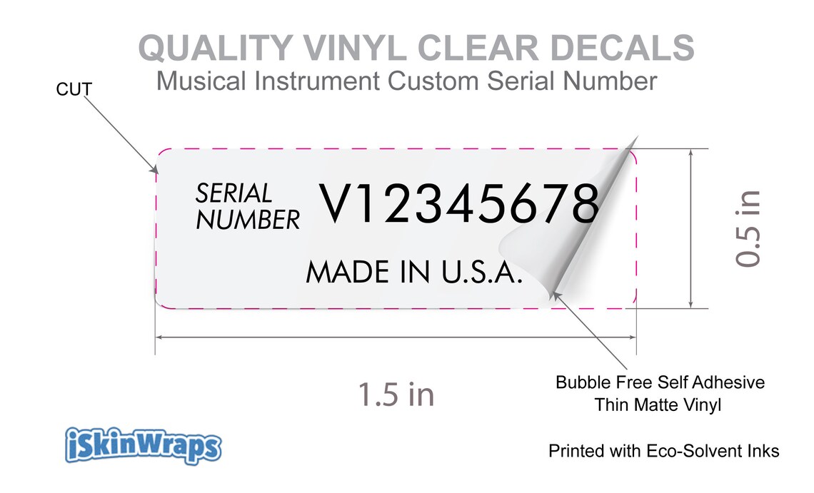 Custom Serial Number Decal, Clear Matte Vinyl Fender Sticker | Inspire ...