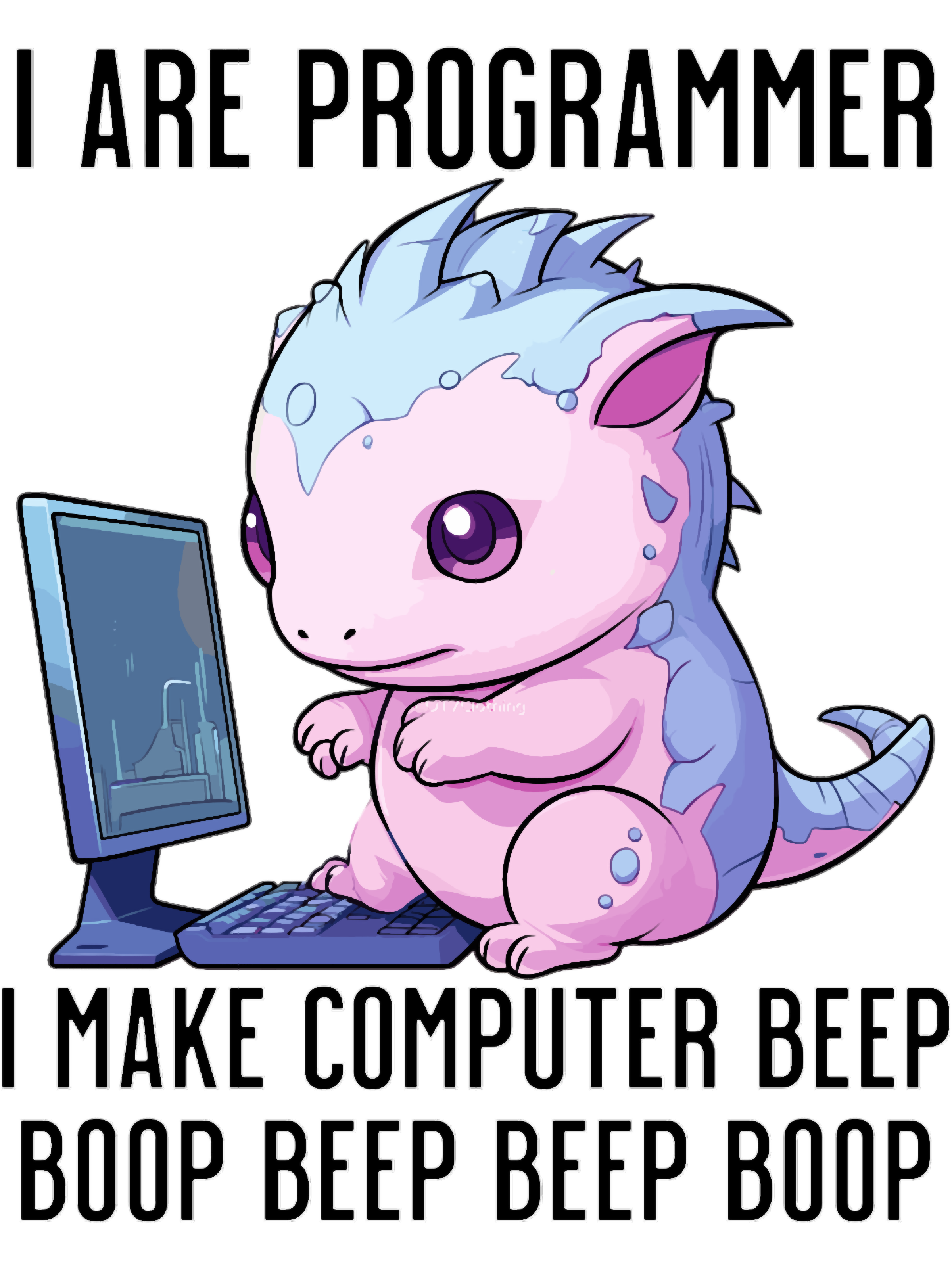 I Are Programmer Funny Kawaii Cute Axolotl Programmer | Inspire Uplift