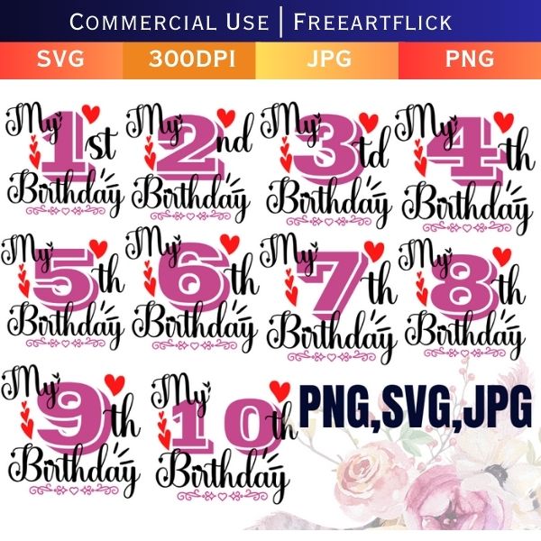 Birthday Girl Svg, My Birthday Svg, 9 Numbers Svg, Baby Birt | Inspire Uplift