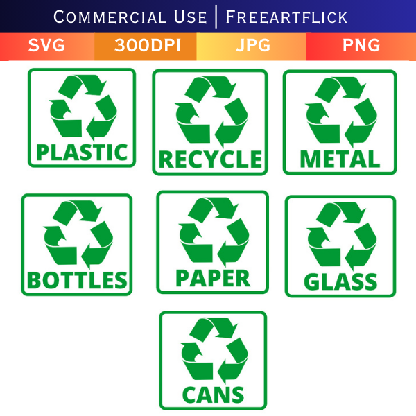 Recycling Bin Signs, Trash Can Decals svg, Recycle Paper, Pl | Inspire ...