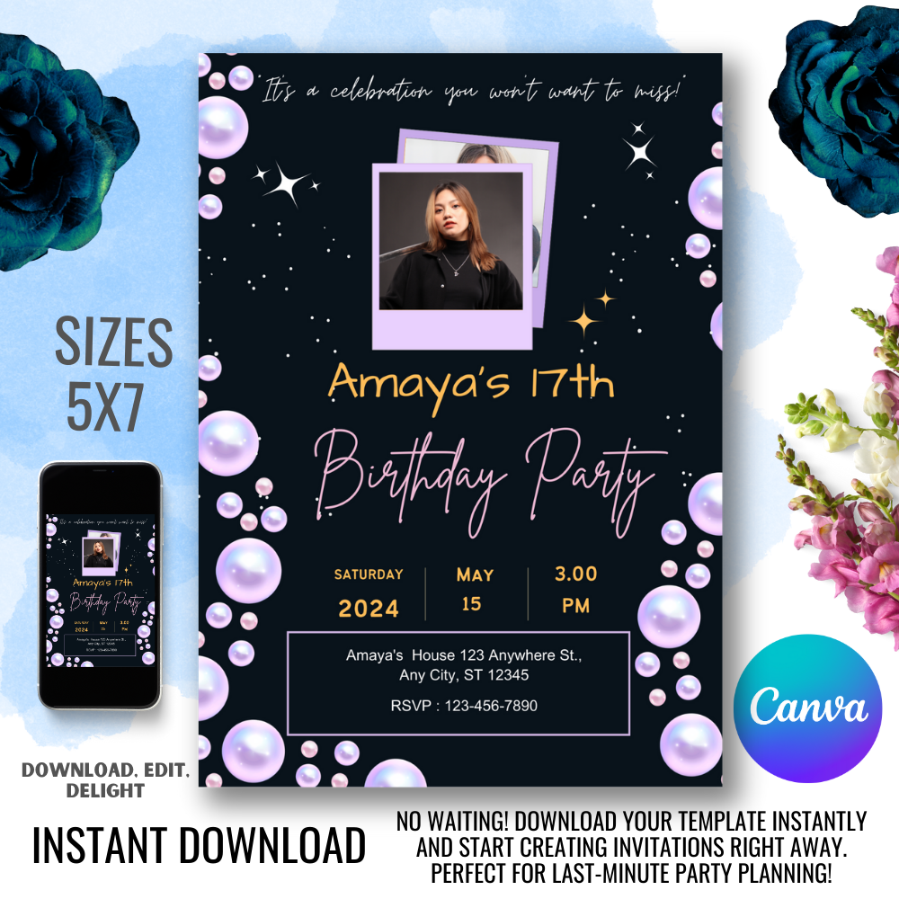 Editable Birthday Invitation - Digital Download, Canva Custo | Inspire ...