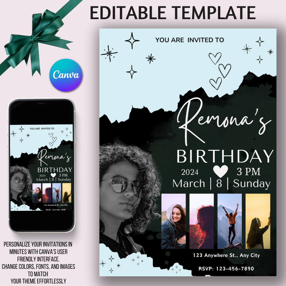 Editable Birthday Invitation - Digital Download | Inspire Uplift