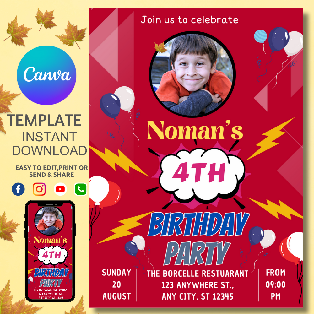 Custom Birthday Invitation Template - Canva Editable | Inspire Uplift