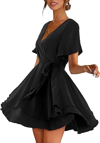 Women Wrap Dress Casual Mini V Neck Fall Long Sleeve Wedding | Inspire ...