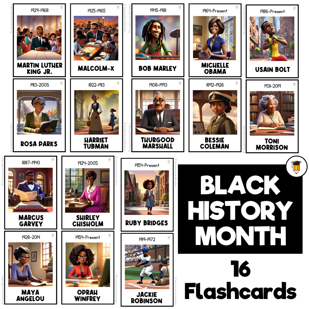 16 CARTOON Black History Flashcards | Bulletin Board | Blac - Inspire ...