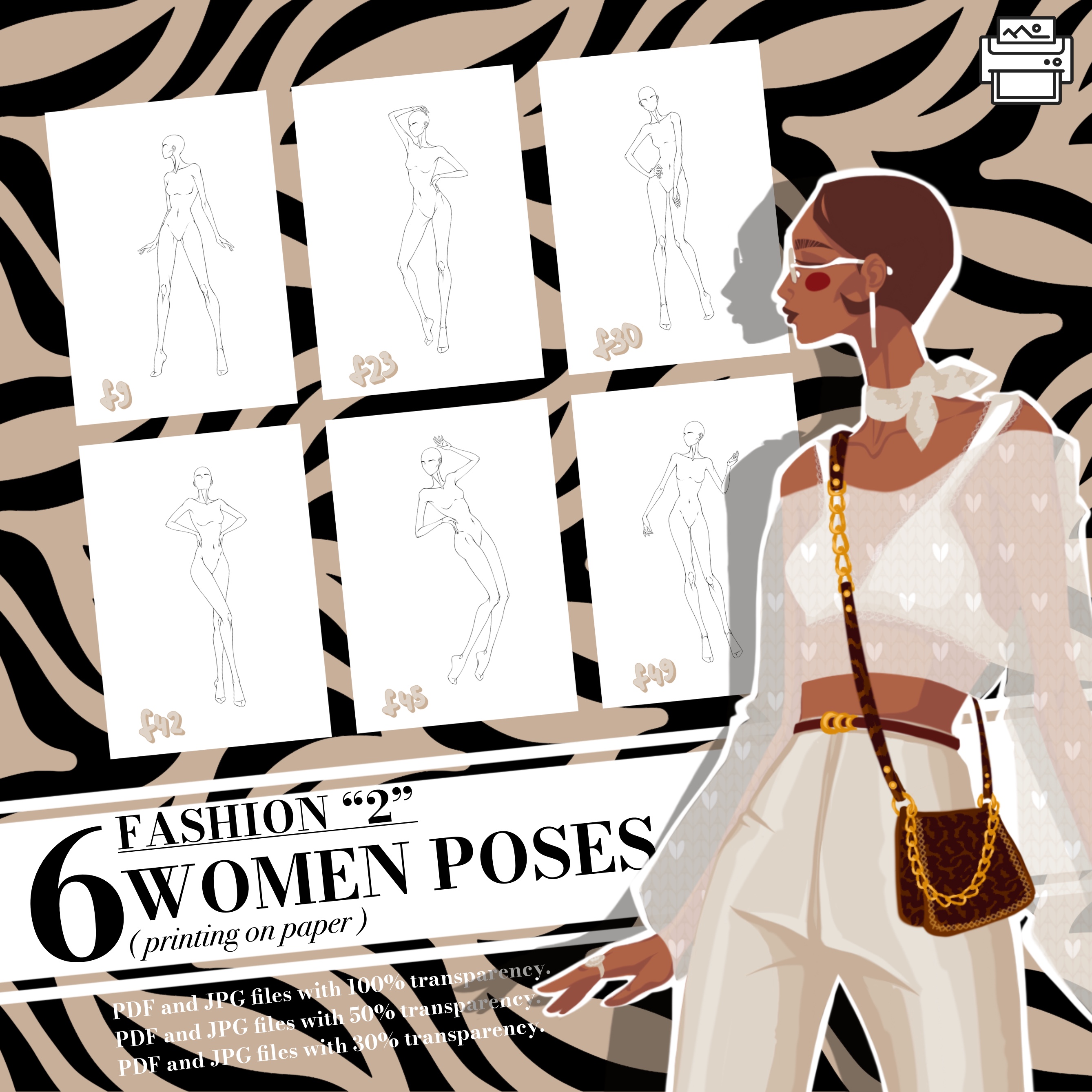 Templates, Body poses of female figure, set Fashion | Inspire Uplift