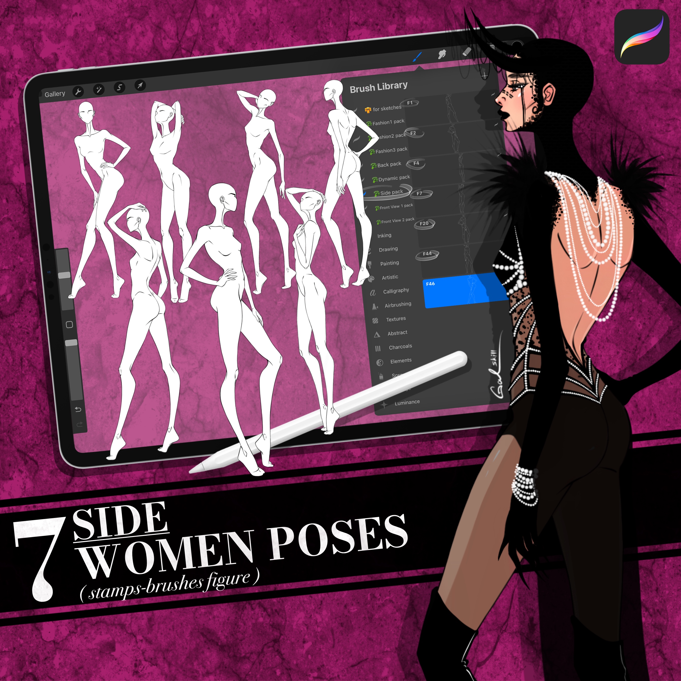 Procreate stamp brush, Body poses of female figures Fashion | Inspire ...
