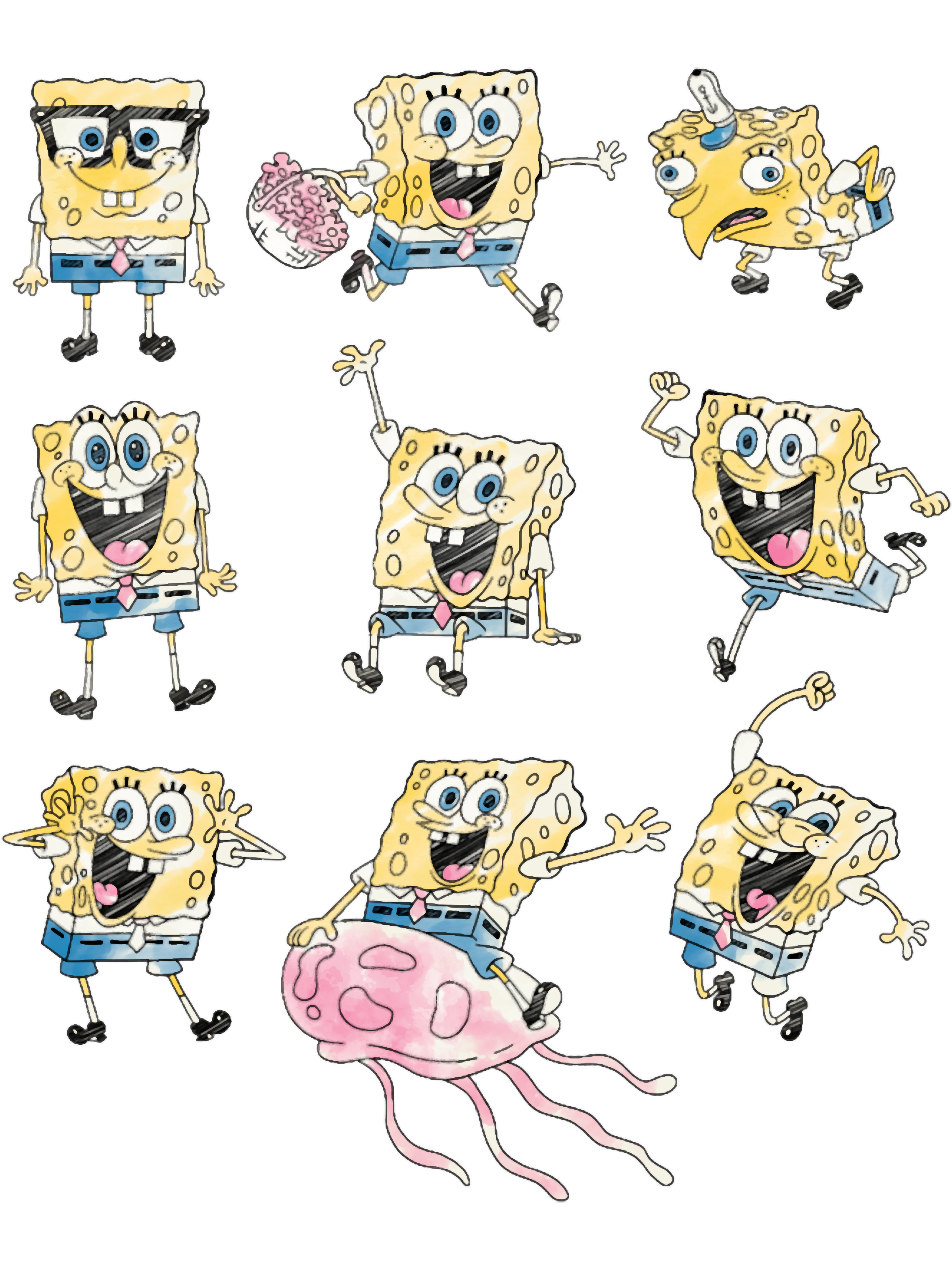 SpongeBob SquarePants Emotions Sketch Grid | Inspire Uplift