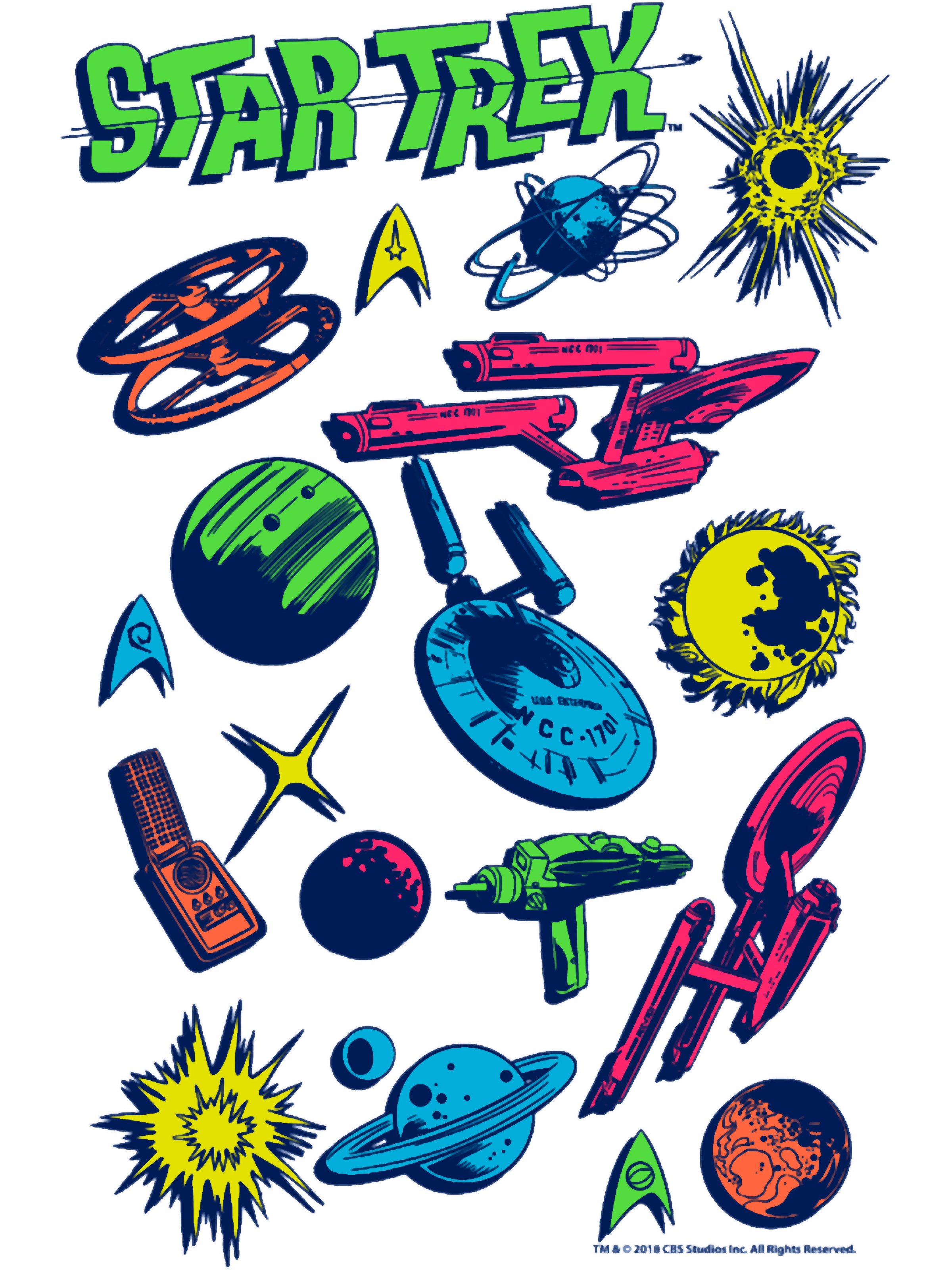 Star Trek Ships And Planets Neon Retro Collage | Inspire Uplift