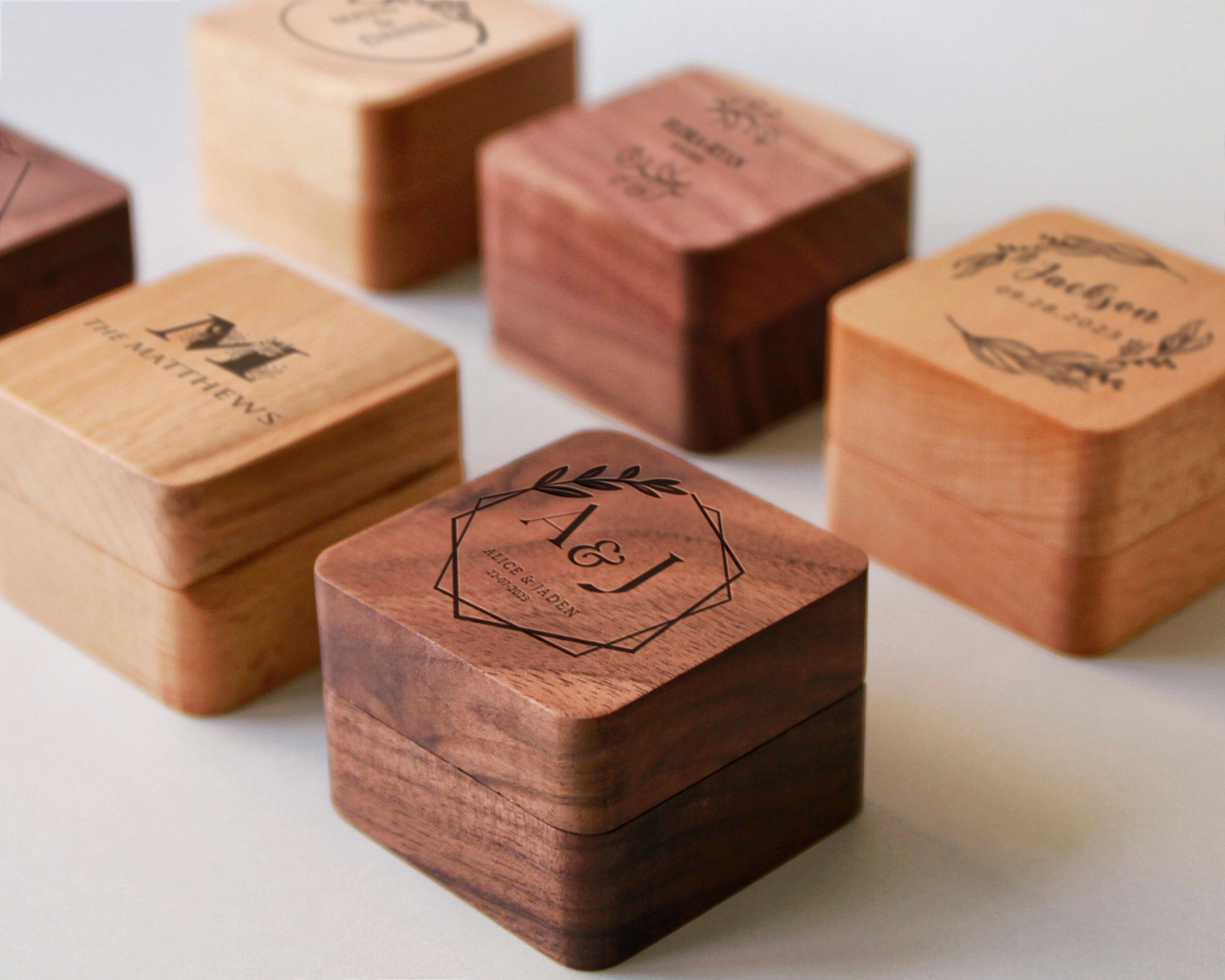 Custom Wooden Wedding Ceremony Ring Box, Personalized Engrav | Inspire ...