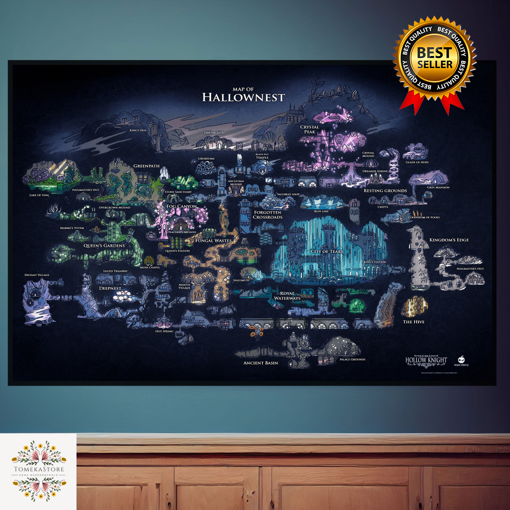 Map of Hallownest, Hollow Knight Map Canvas, Canvas Wall Art | Inspire ...