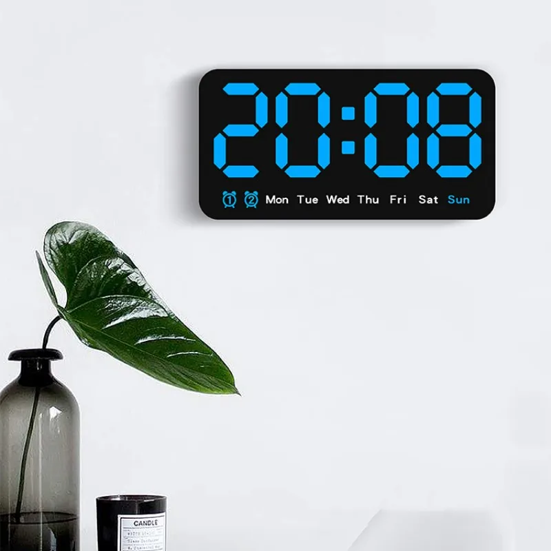 Voice Control Large Digital Wall Clock Dual Alarm LED | Inspire Uplift