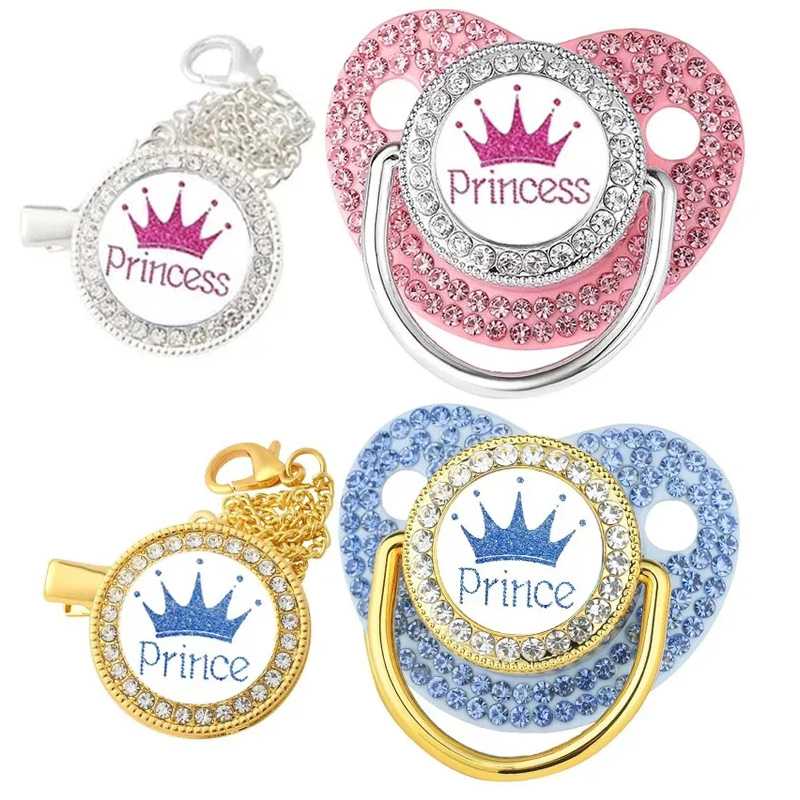Luxury Rhinestones Baby Pacifier, Silicone Chain Clips | Inspire Uplift