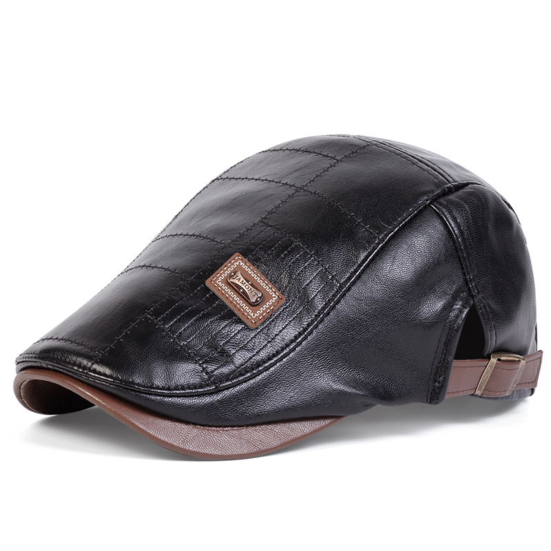 Retro PU Leather Newsboy Cap for Men, Adjustable Flat Cap | Inspire Uplift