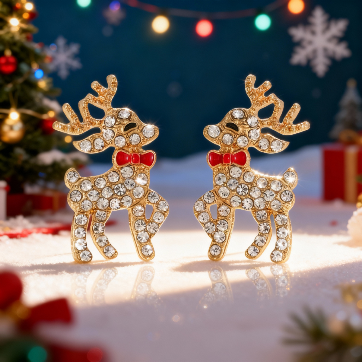 Christmas Rhinestone Deer Stud Earrings for Men & Women | Inspire Uplift
