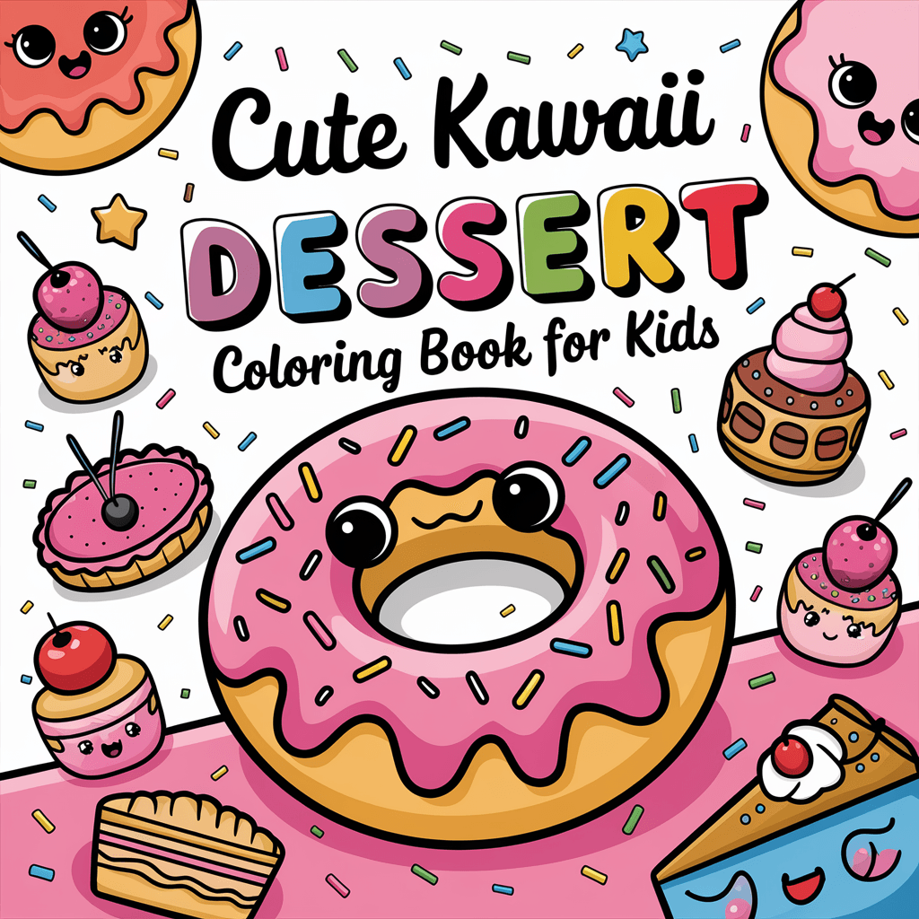 Cute Kawaii Dessert Coloring Pages Kids, instant download. | Inspire Uplift