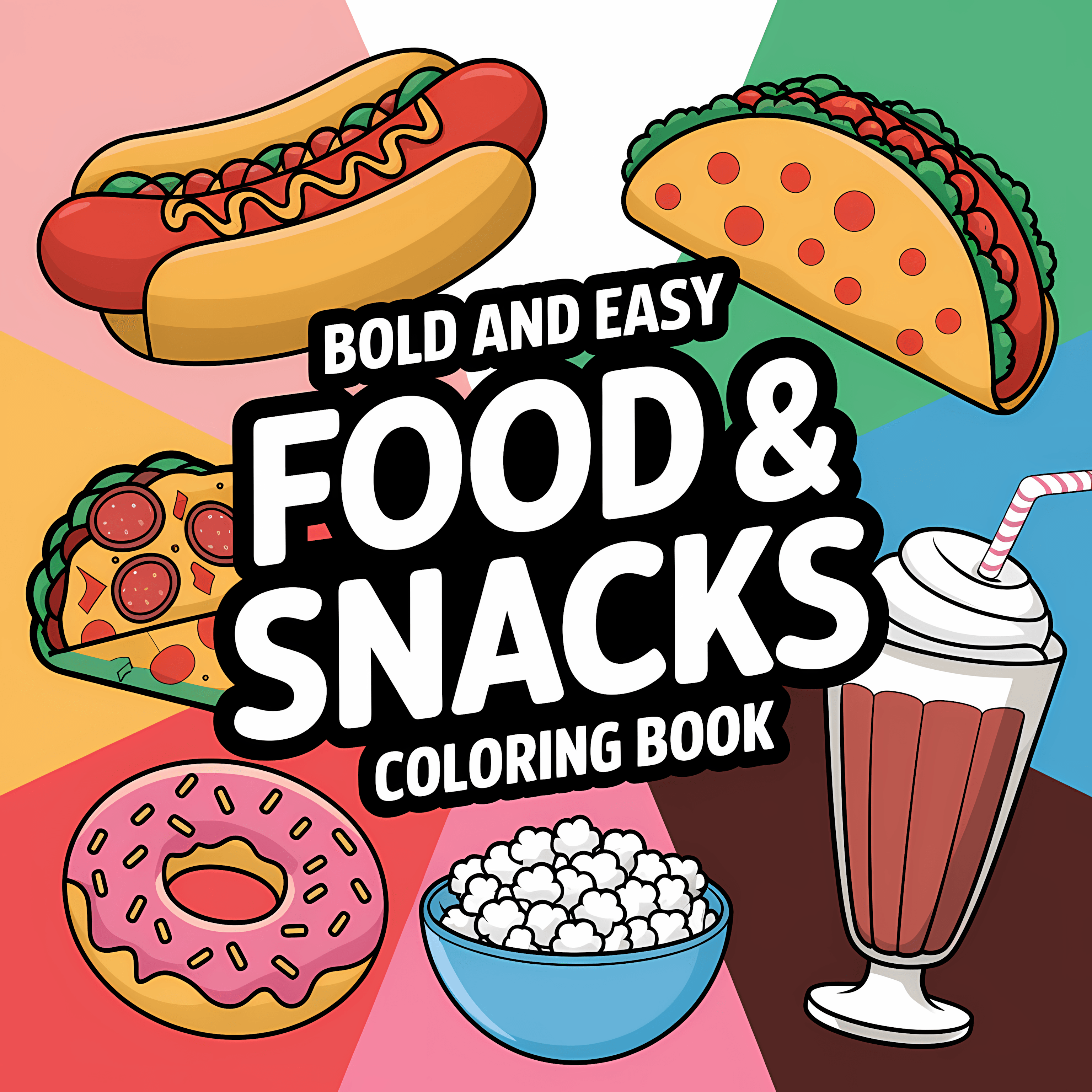 Bold Easy Food and Snacks coloring pages, instant download. | Inspire ...