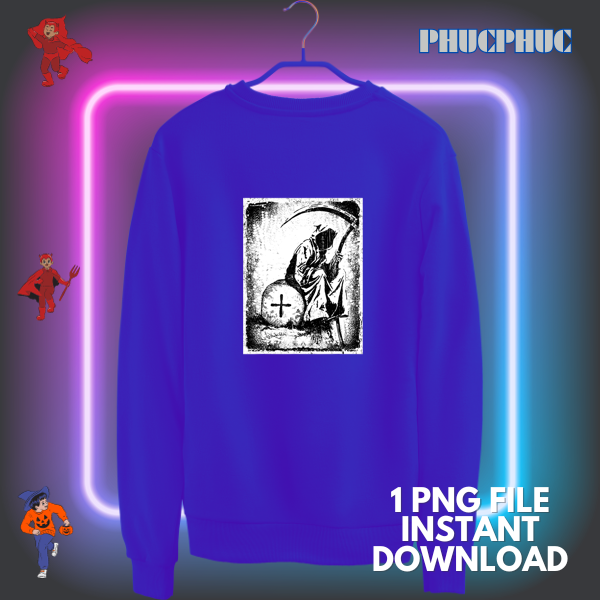 Grim Reaper Death Tarot Card 2Satanic Halloween Distressed - Inspire Uplift