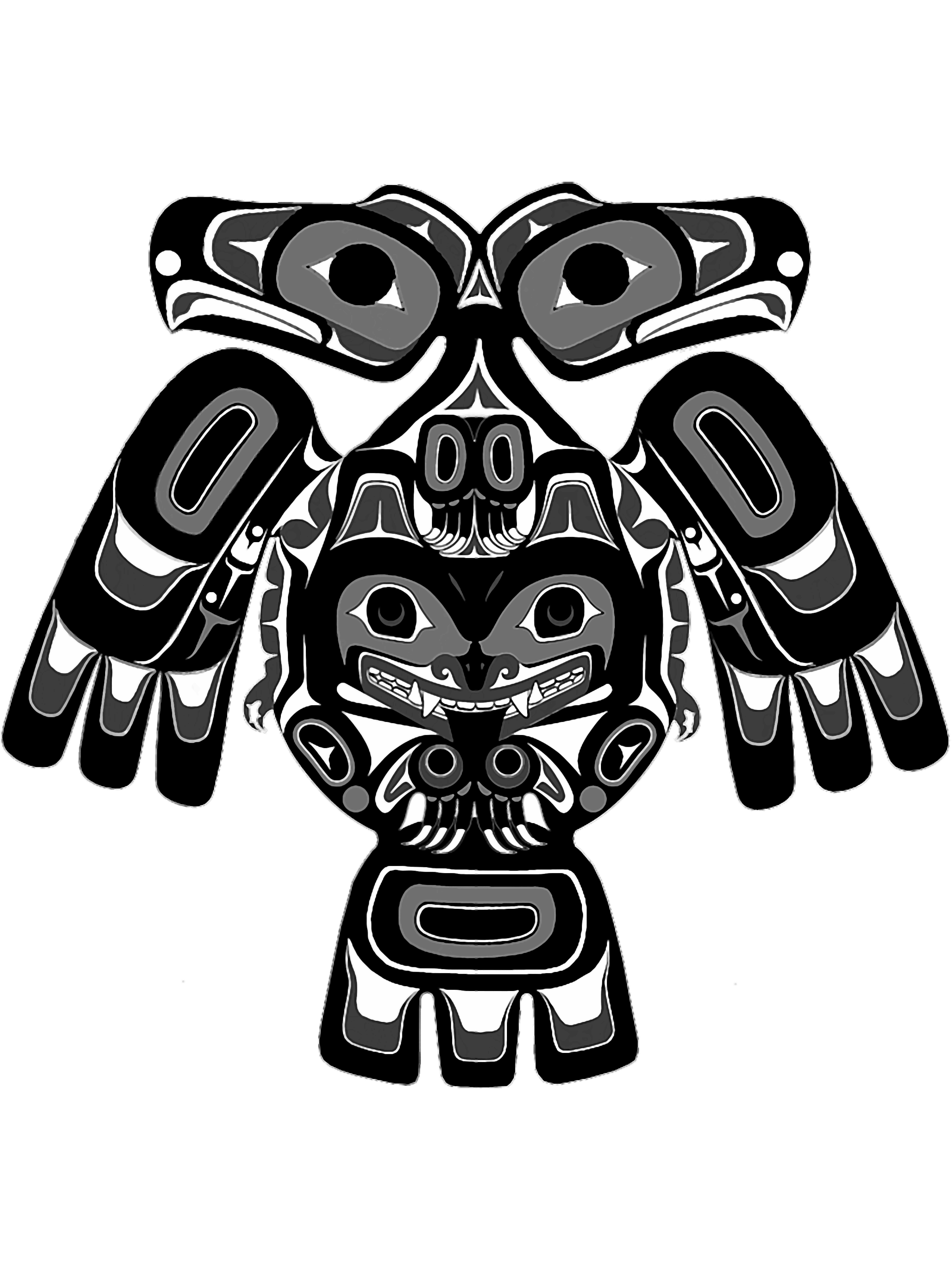 Alaska Native American Indian Tlingit Eagle Bear Spirit Gray | Inspire ...